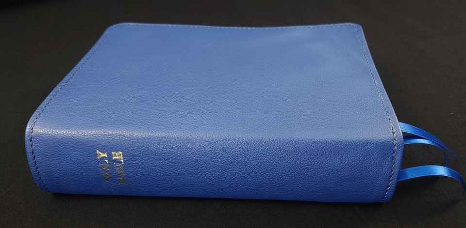 Premium Leather Bible- LSB Giant Print Reference Bible in Blue cowhide ...