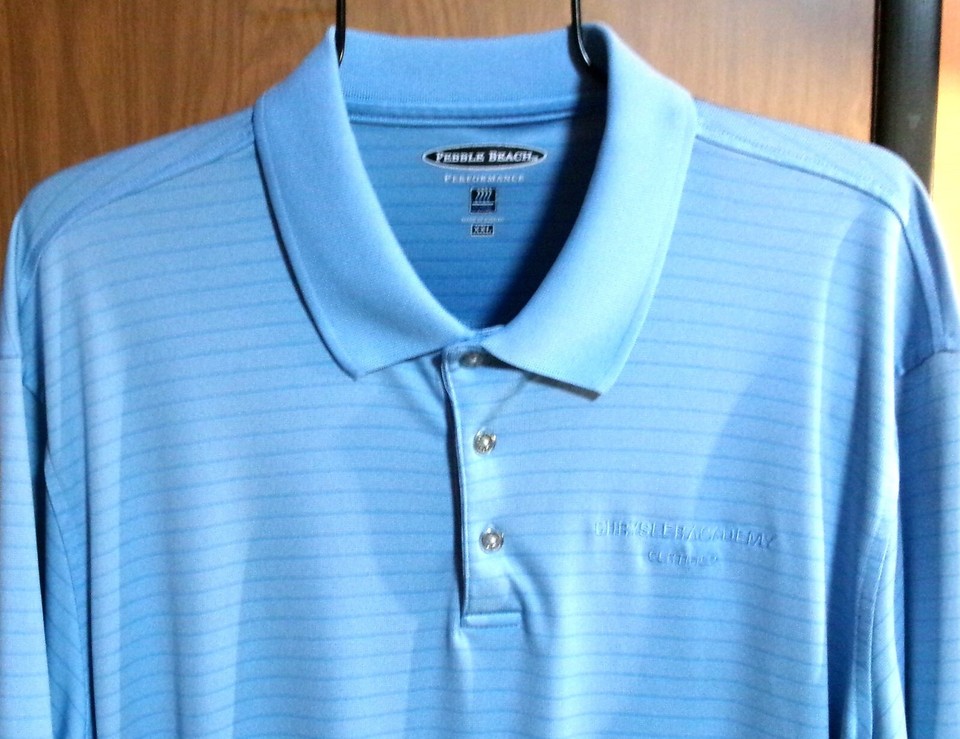 Blue Stripe PEBBLE BEACH Performance Polo Shirt,Chrysler Logo-XXL | eBay