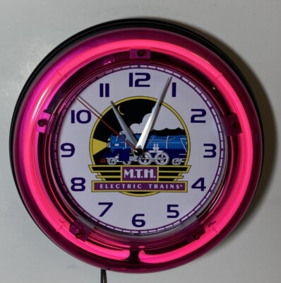 MTH Trains logo neon wall hanging clock | eBay