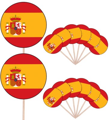 Spain Spanish Flags Party Food Cakes Picks Decorations Toppers Euro ...