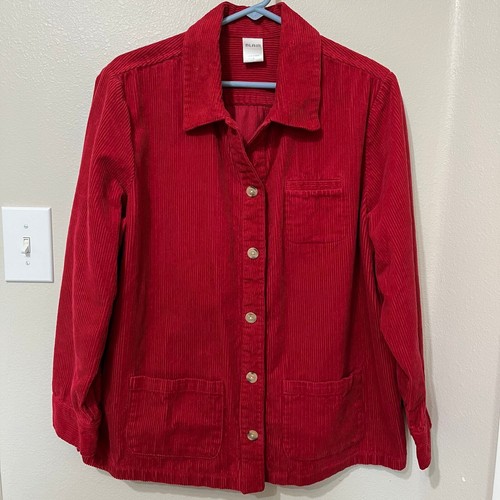 Blair Red Corduroy Shacket Sz Large Oversized Cotton Pockets | eBay