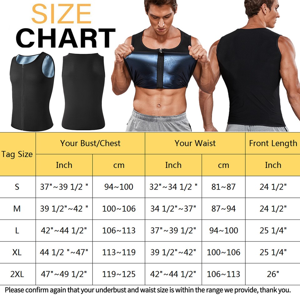 Men's Neoprene Sauna Sweat Vest Tank Top Body Shaper Waist Trainer Vest ...