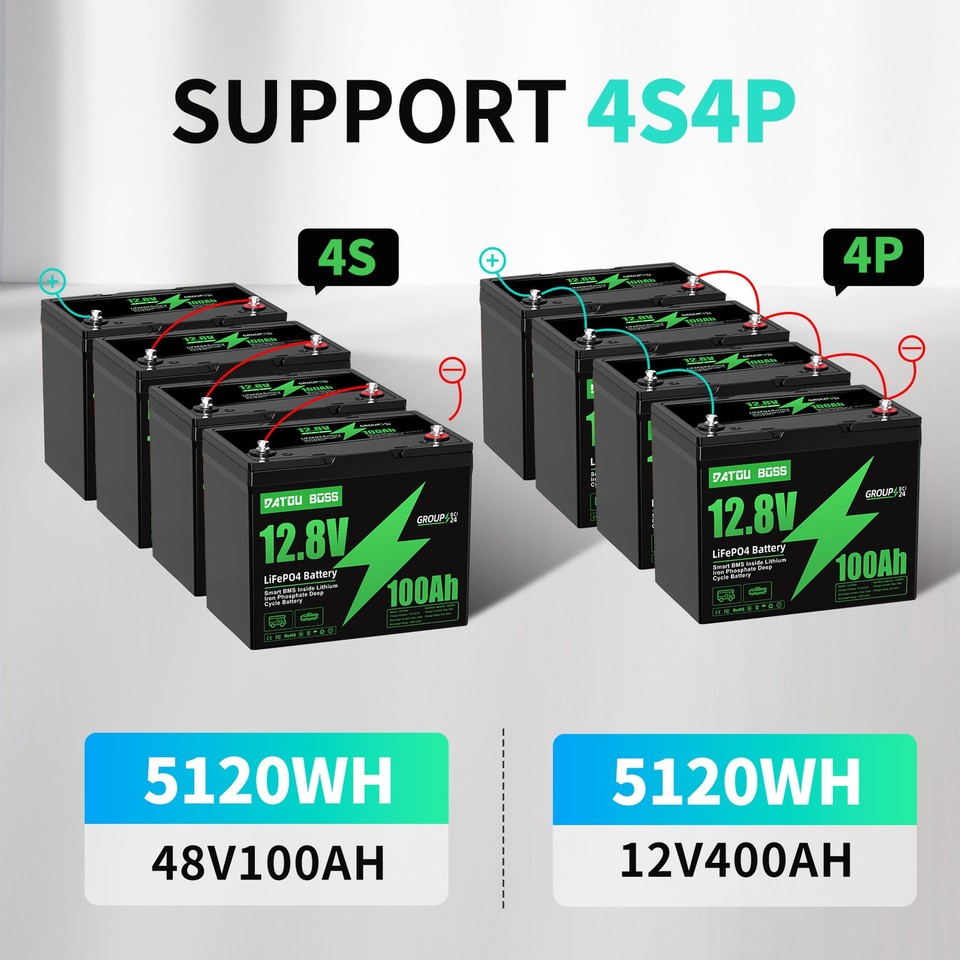 12V 100AH Lithium Battery 1280Wh LiFePO4 Low-Temp For RV Home Motors ...