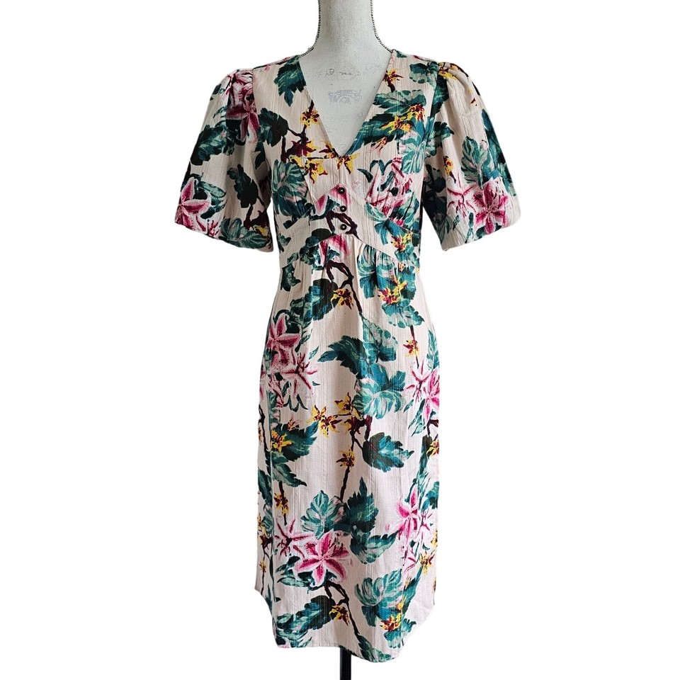 Walter Baker Fabienne Blush Azalea Floral Midi Dress Size M | eBay