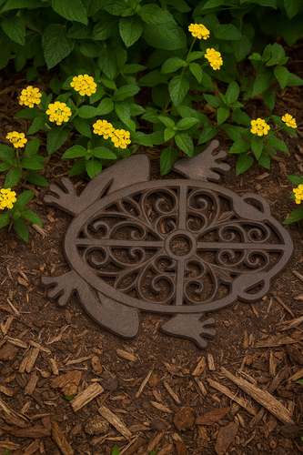 Cast Iron Frog Stepping Stone Garden Decor Rustic Patio Pathway 13"x10 ...