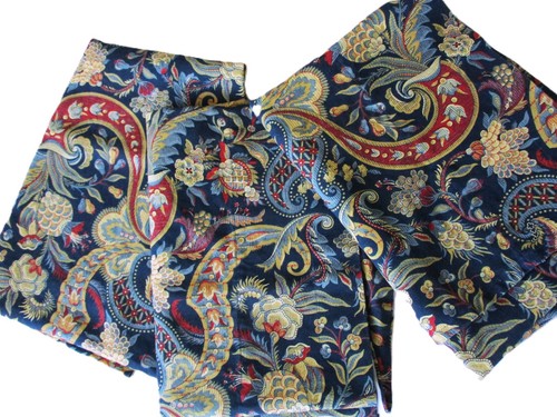 Waverly Rhapsody Jewel Valance Set 3 Dark Blue Multi Ascot Cotton ...