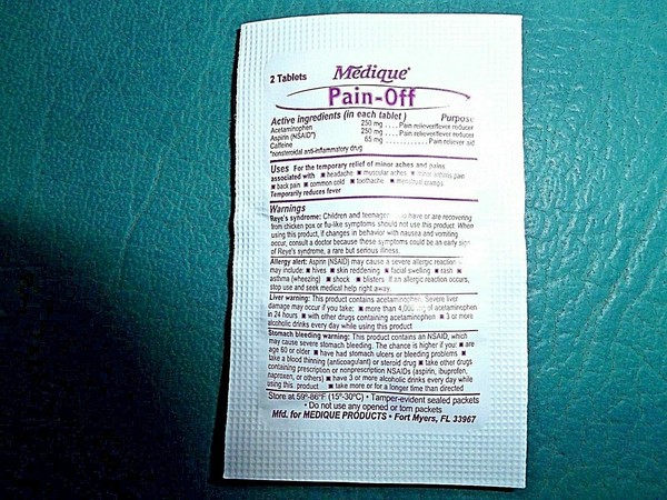 Medique Products 22833 Pain-off Tablets 50-packets of 2 Pain Reliever ...