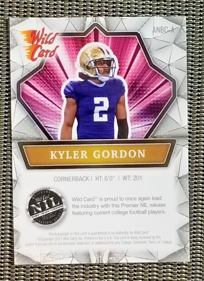 Kyler Gordon SSP AUTOGRAPH 2021 Wild Card Alumination NIL #ANBC-A Auto ...
