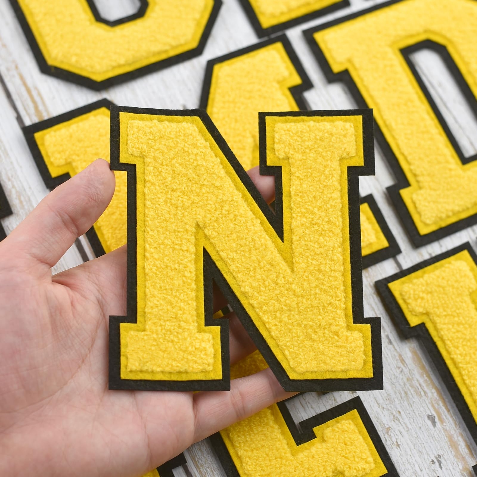 4.5" Yellow Iron on Letter Patches Large Letterman Jacket Letter ...