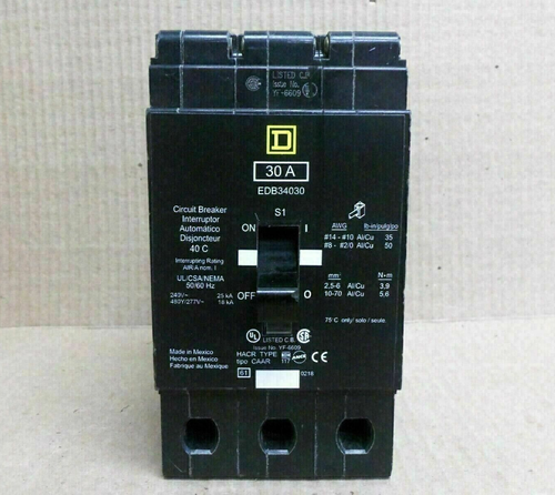 NEW Square D EDB EDB34030 3 Pole 30 Amp 480V Circuit Breaker NTO | eBay