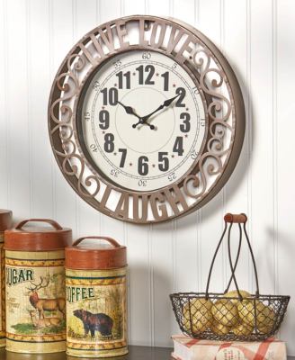 Live Laugh Love Sentiment Wall Clock Family Faith Friends Scrolled ...