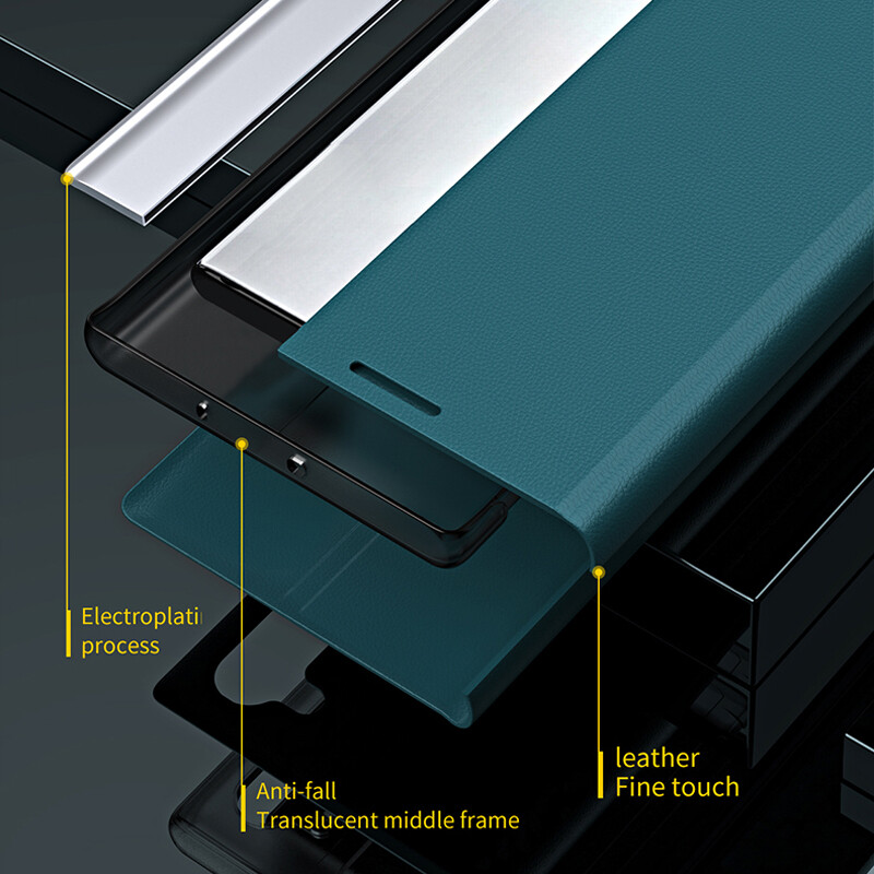 Slim PC Leather Flip Case Stand Phone Cover for iPhone 16 15 14 13 12 ...