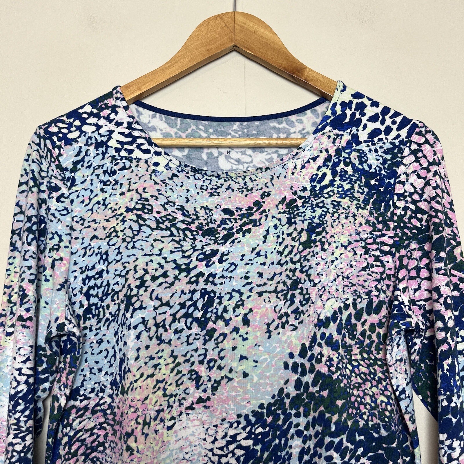 Sportscraft Magic Tee Size M Blue Abstract Print 3/4 Sleeve Stretch ...