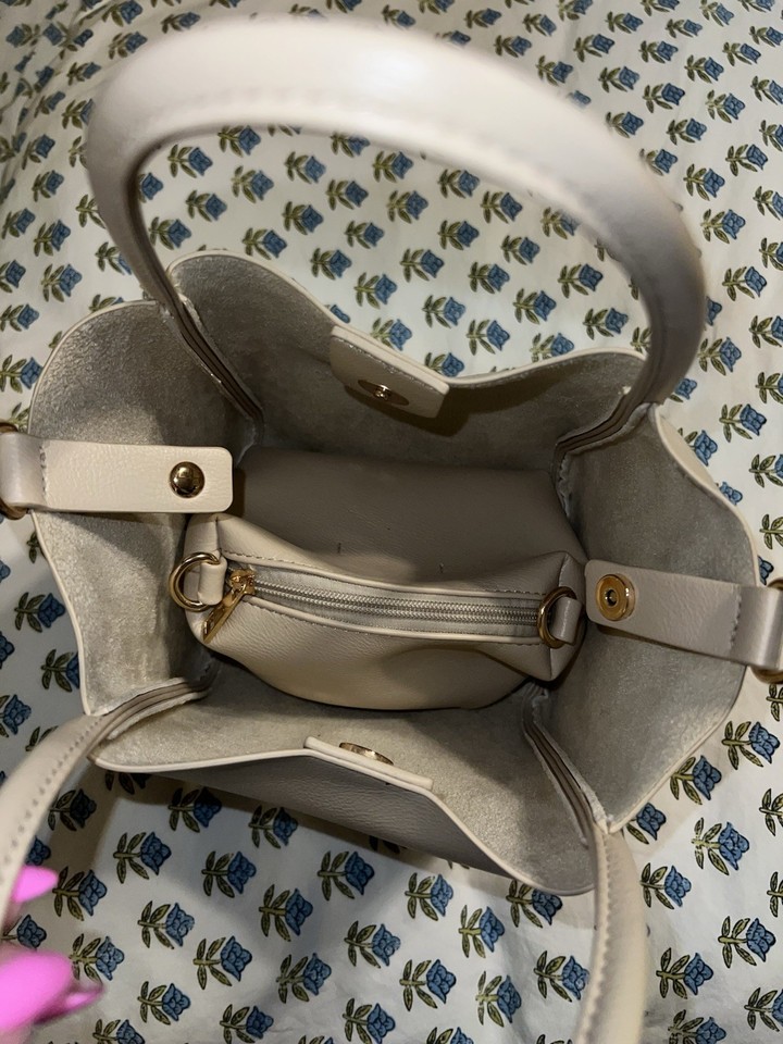 Anthropologie Mini Hollace Tote in Cream Leather | eBay