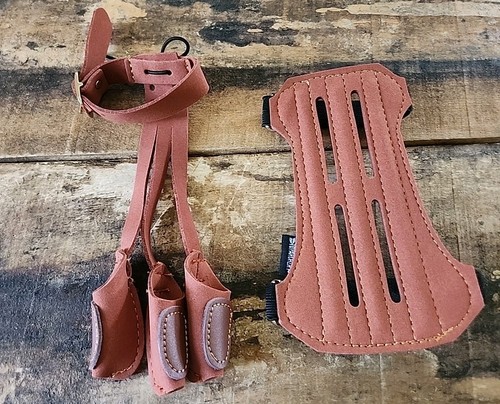 Archery Arm Guard 3 Finger Gloves Leather Protector Traditional Recurve ...