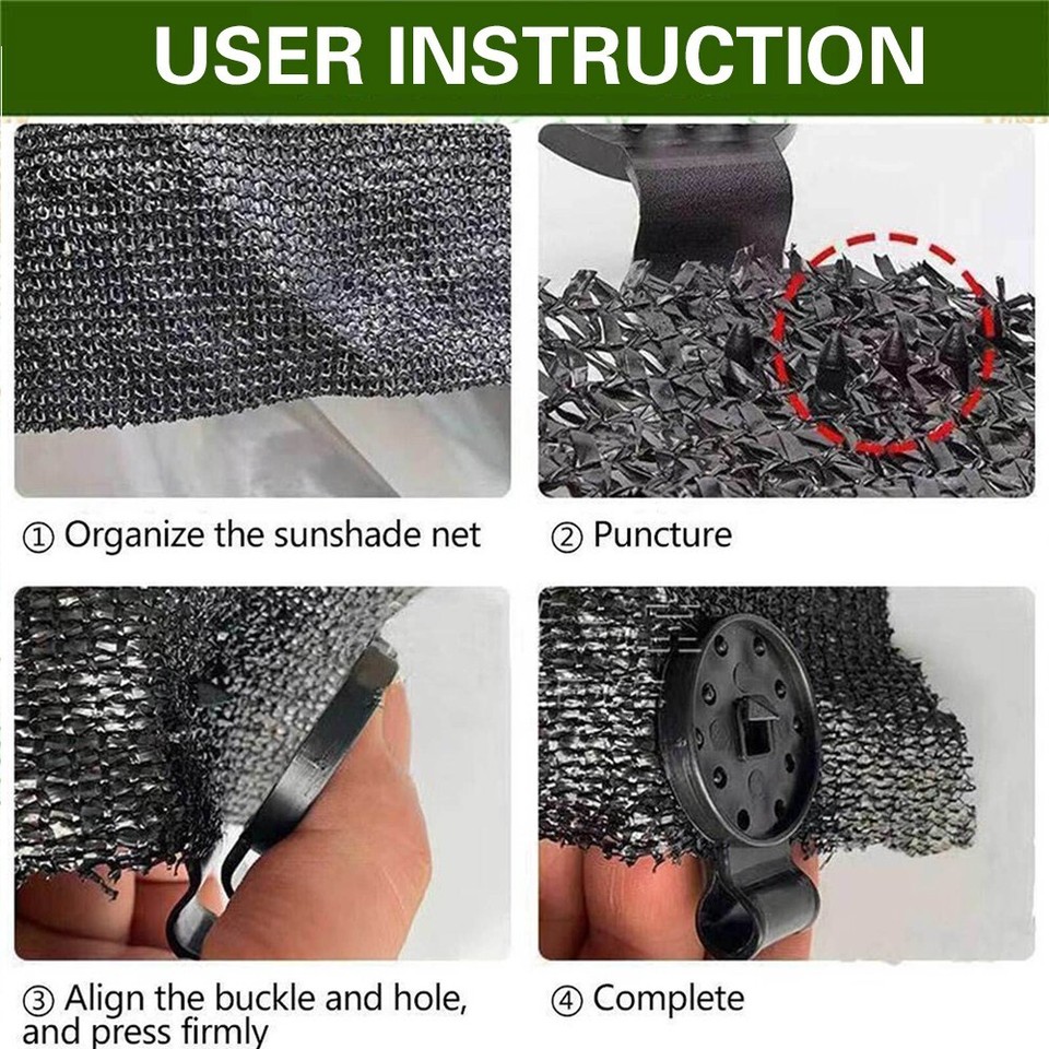 Up to 200x Plastic Clip Round Heavy Duty Lock for Sun Shade Cloth Net ...