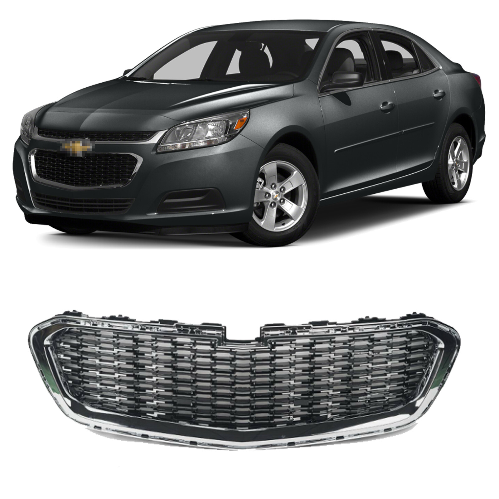 2014-2016 Chevrolet Malibu Grille For With Chrome Molding Lower Black ...