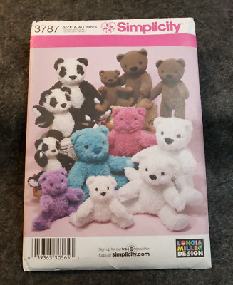 Teddy Bear Sewing Pattern Simplicity 3787 All Sizes Included Uncut ...