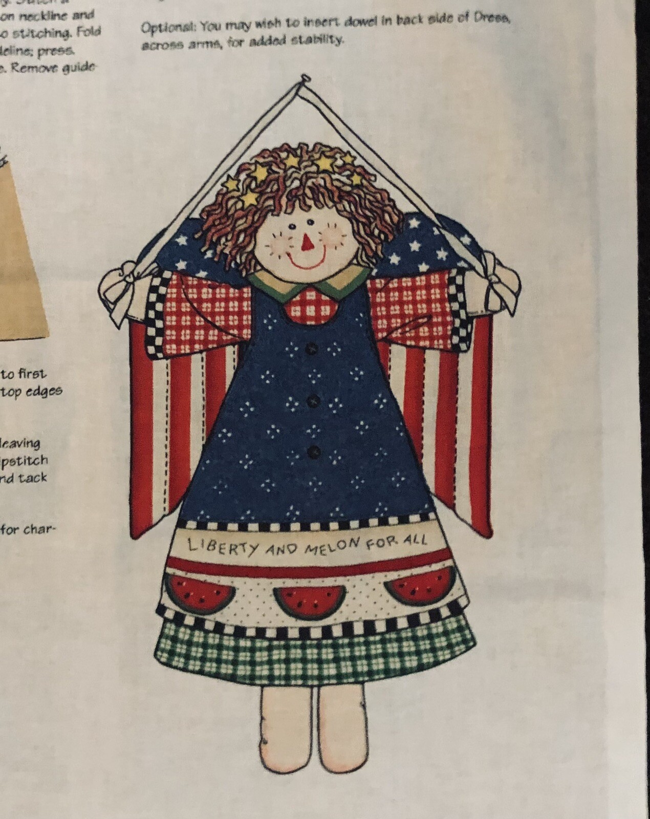 VTG Daisy Kingdom Patriotic 17" Liberty Angel Doll Americana Melon Dress Panel | eBay