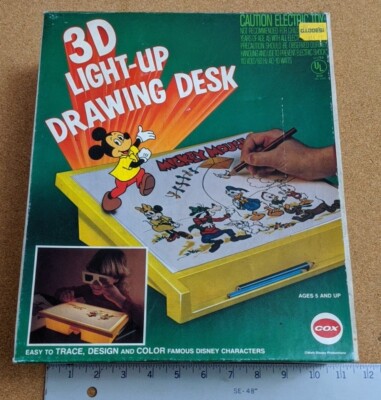 Vintage Disney Mickey Mouse 3D Light Up Drawing Desk Electric Toy New ...