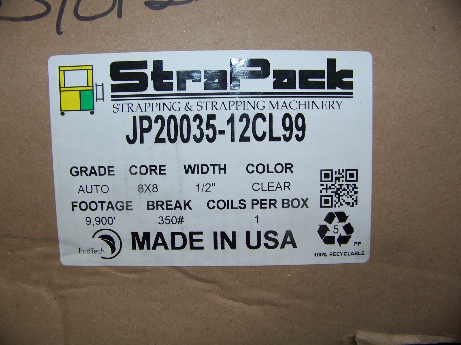 StraPack Strapping Grade Auto Core 8x8 1/2" Wide Color Clear Break 350# 9900 Ft. | eBay