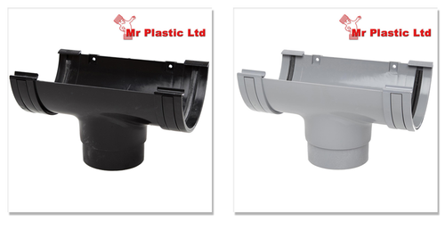 Polypipe 150mm Large Half Round Gutter Running Outlet in Black or Grey ...