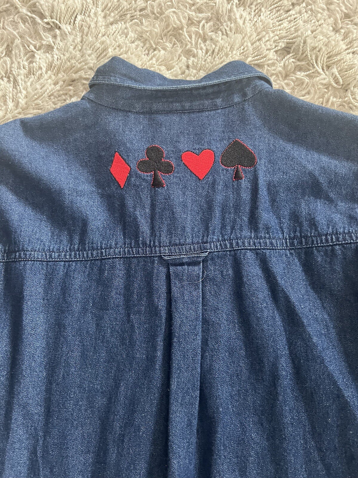 The Quacker Factory Long Sleeve Denim Shirt Womens Large Embroidered ...