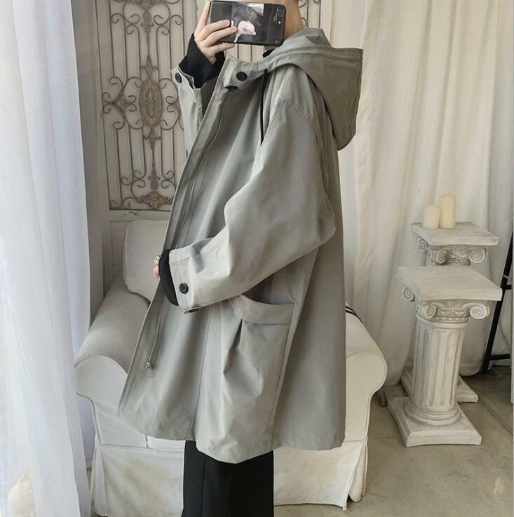 2021 New Spring Hooded Jacket Men's Loose Casual Windbreaker Korean ...