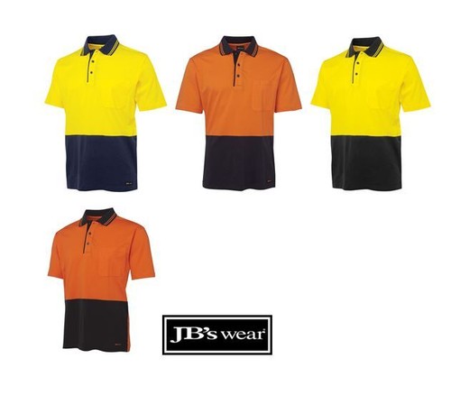 Mens Hi Vis Short Sleeve Cotton Polo Jbs Workwear JB's wear | eBay Australia