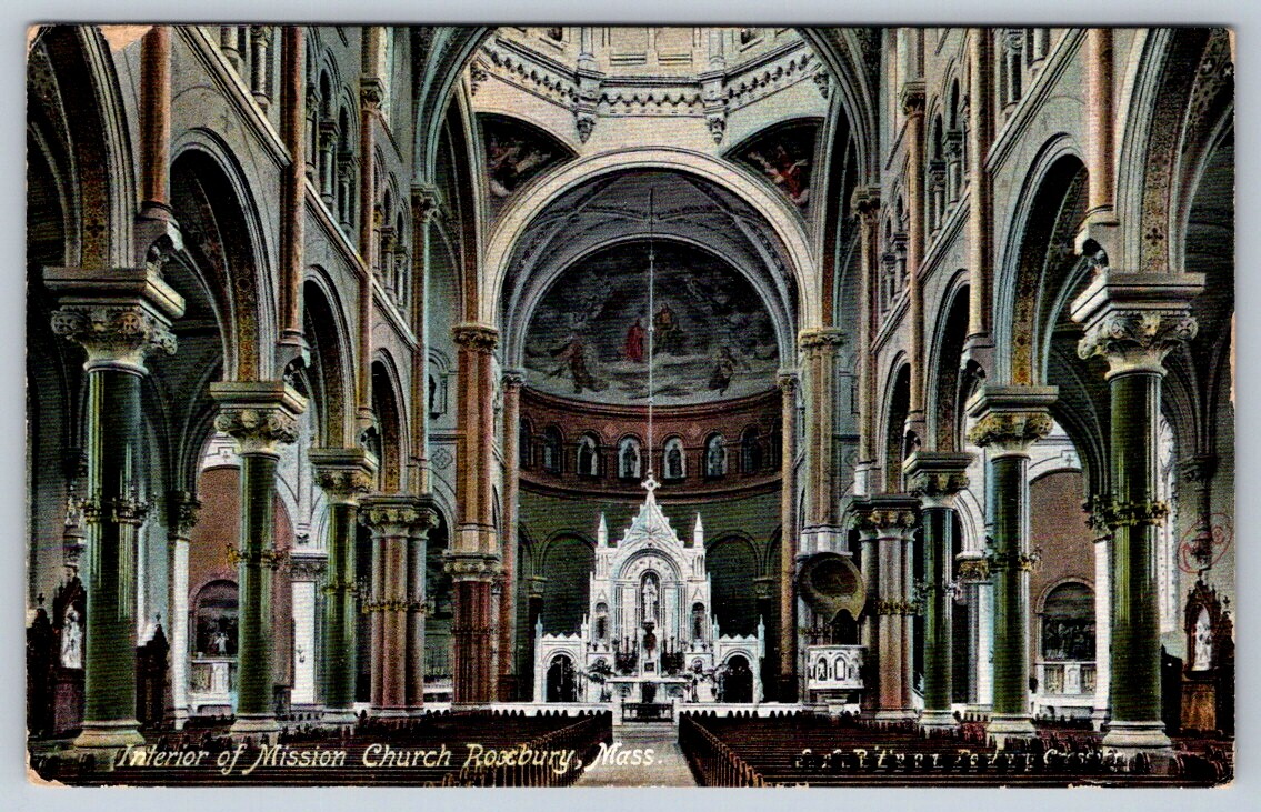 Interior Of Mission Church, Roxbury, Massachusetts, Antique 1906 ...
