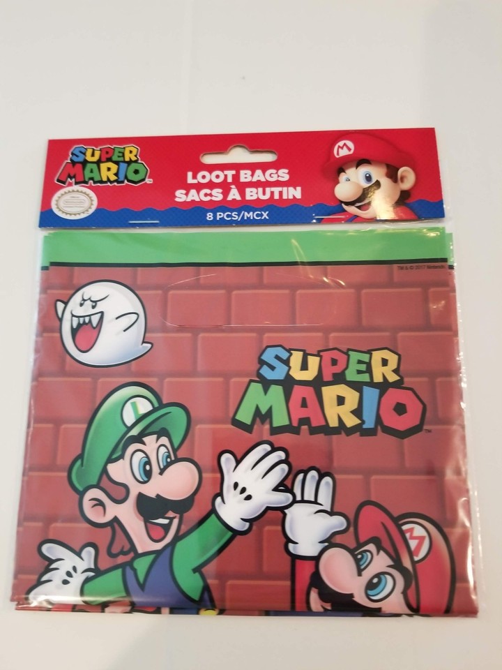 NEW! SUPER MARIO LOOT BAGS SET OF 8 PARTY FAVORS GOODY BAGS MARIO BROS ...