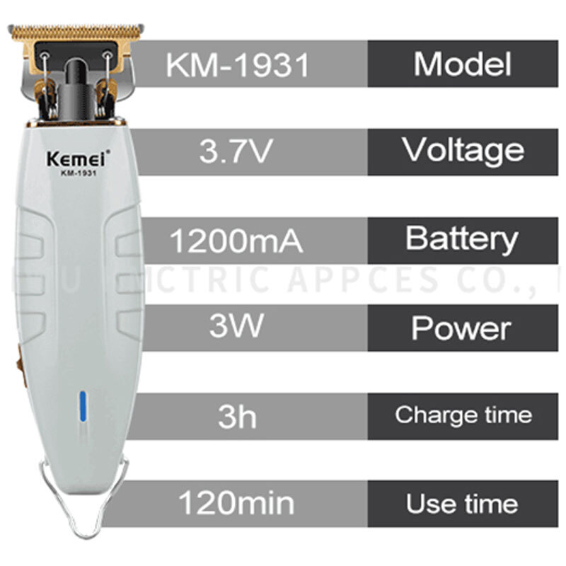 Kemei Electric Cordless Hair Trimmer Hair Clipper Barber 0mm Zero ...