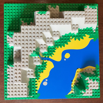 LEGO 3D Raised Baseplate 6024 Canyon Blue Yellow Green Mountain River ...