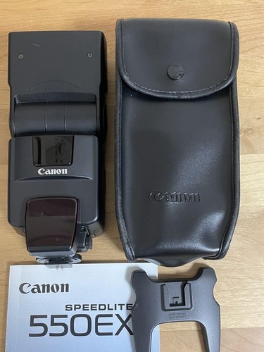 Canon Speedlite 550EX Flash Strobe w/ Case Manual Stand Used | eBay