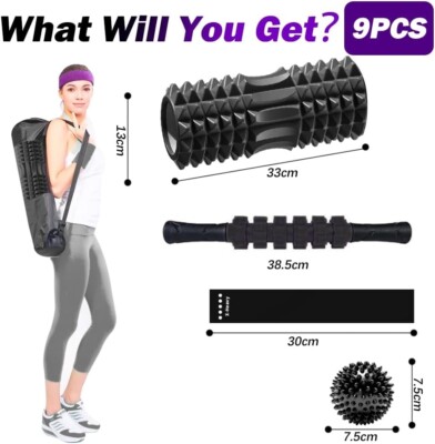 Roller Set Foam Roller Spike Massage Ball Massage Roller, Muscle Stick ...