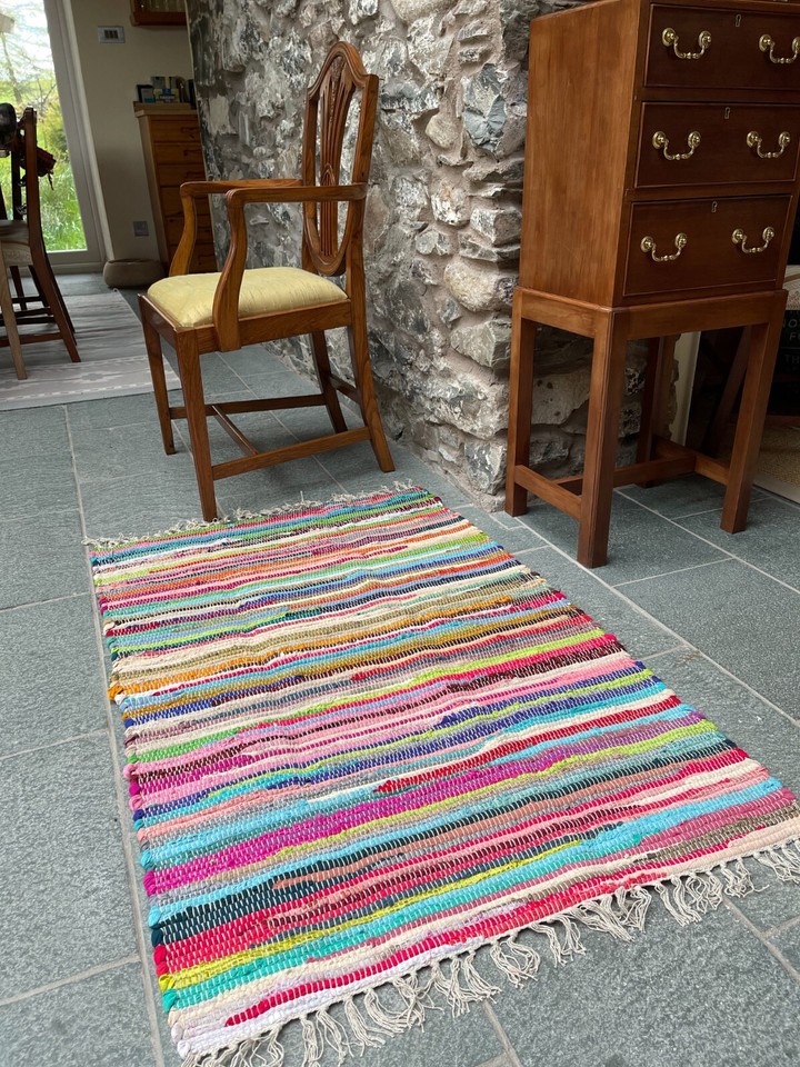 Rug Rag Rugs Multi Colour Mat Recycled Cotton Hand Woven Chindi Mats ...