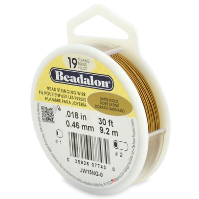 Beadalon 19 Strand Satin Gold, .018in Flexible Bead Stringing Wire ...