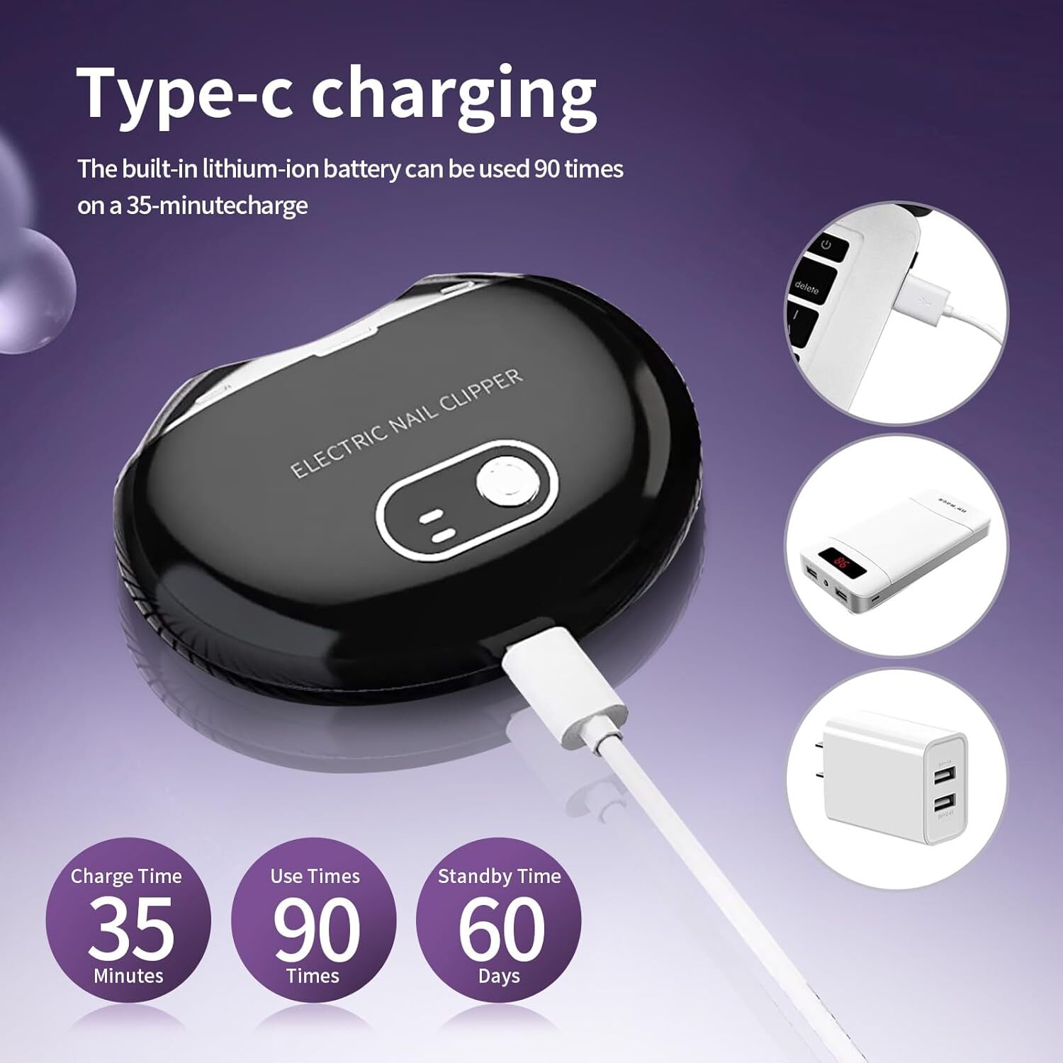 Electric Nail Clippers Automatic Fingernail Clipper Trimmer Cutter ...