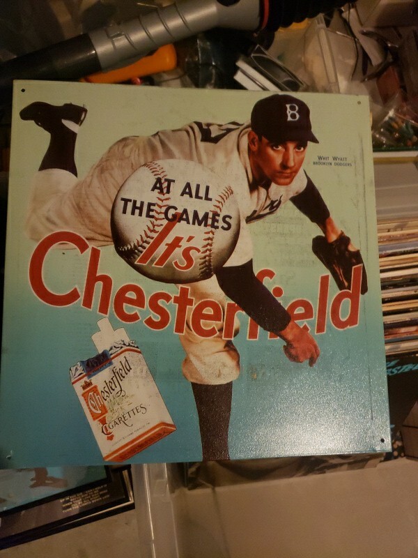 Whit Wyatt Brooklyn Dodgers Chesterfield Metal Wall Advertising Sign 13 ...