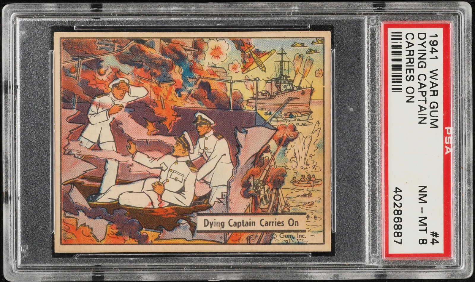 1941 Gum, Inc. R164 War Gum #4 "Dying Captain Carries On" (PSA 8 NM/M ...