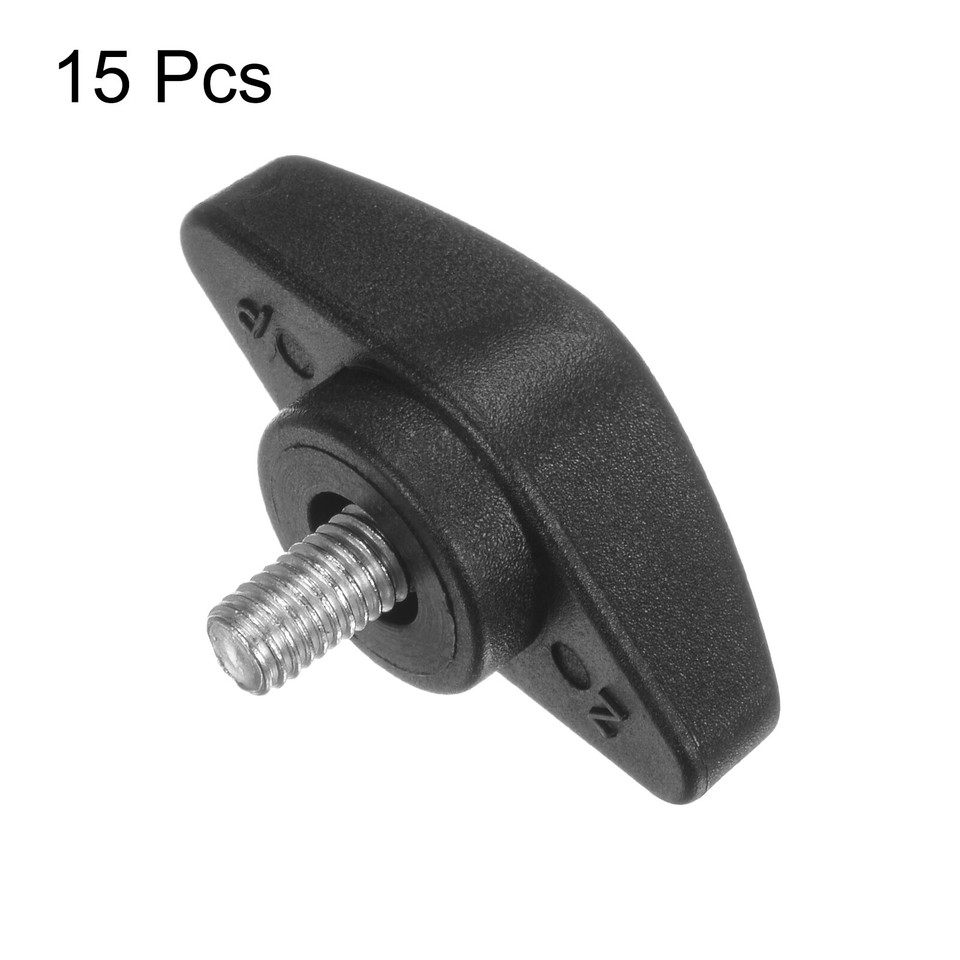 15pcs M5 x 8mm Male Thread Tee Wing Knobs Thumb Screw Clamping Knobs Grip Black | eBay
