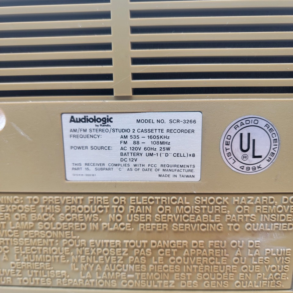 Vintage Audiologic Boombox By Randix Twin Cassette Modal Scr 3266 (Read ...