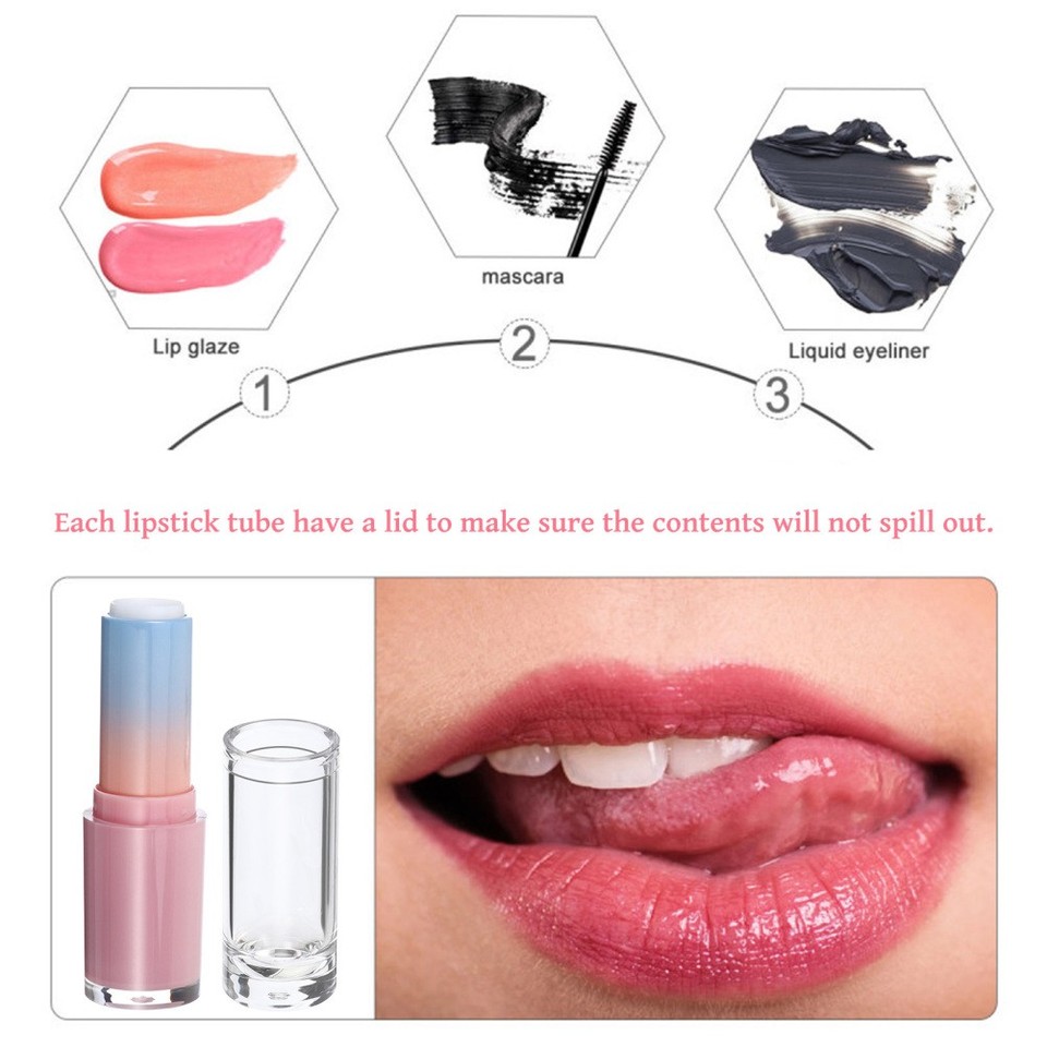5pcs Gradient Lipstick Tubes Transparent DIY Empty Lip Balm Containers ...