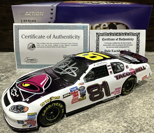 2004 DALE EARNHARDT JR. AUTOGRAPHED TACO BELL COLOR CHROME 1/24 ACTION ...