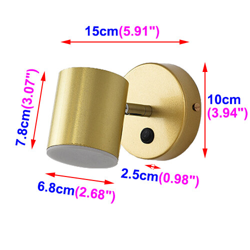 6W COB LED Acrylic Bedside Wall Light Fixture Rotating Lamp Head On/Off ...