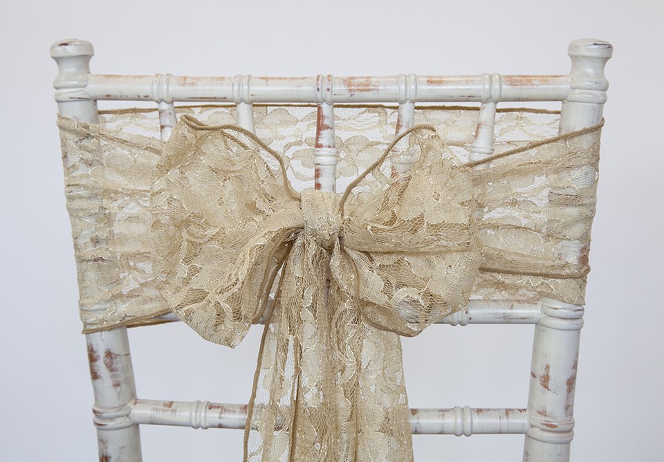 CHAIR COVER WEDDING EVENT DÉCOR LACE CHAIR BOW SASH VARIOUS COLOURS ...