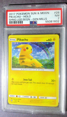 PSA 7 Pikachu NM | SEQUIN Holo 28/73 | Pokemon 2017 S&M Shining Legends ...
