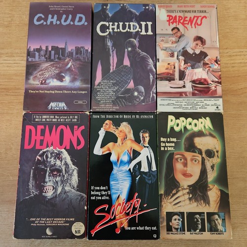 VHS RARE HORROR LOT 6 TAPES 80'S | GORE | SOCIETY POPCORN DEMONS CHUD ...