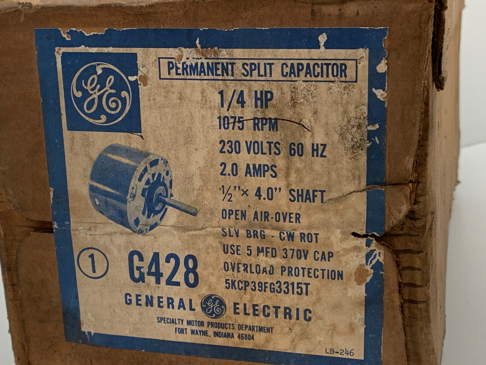 GE 5KCP39FG3315BT Permanent Split Capacitor G428 AC Fan Motor 1/4HP ...