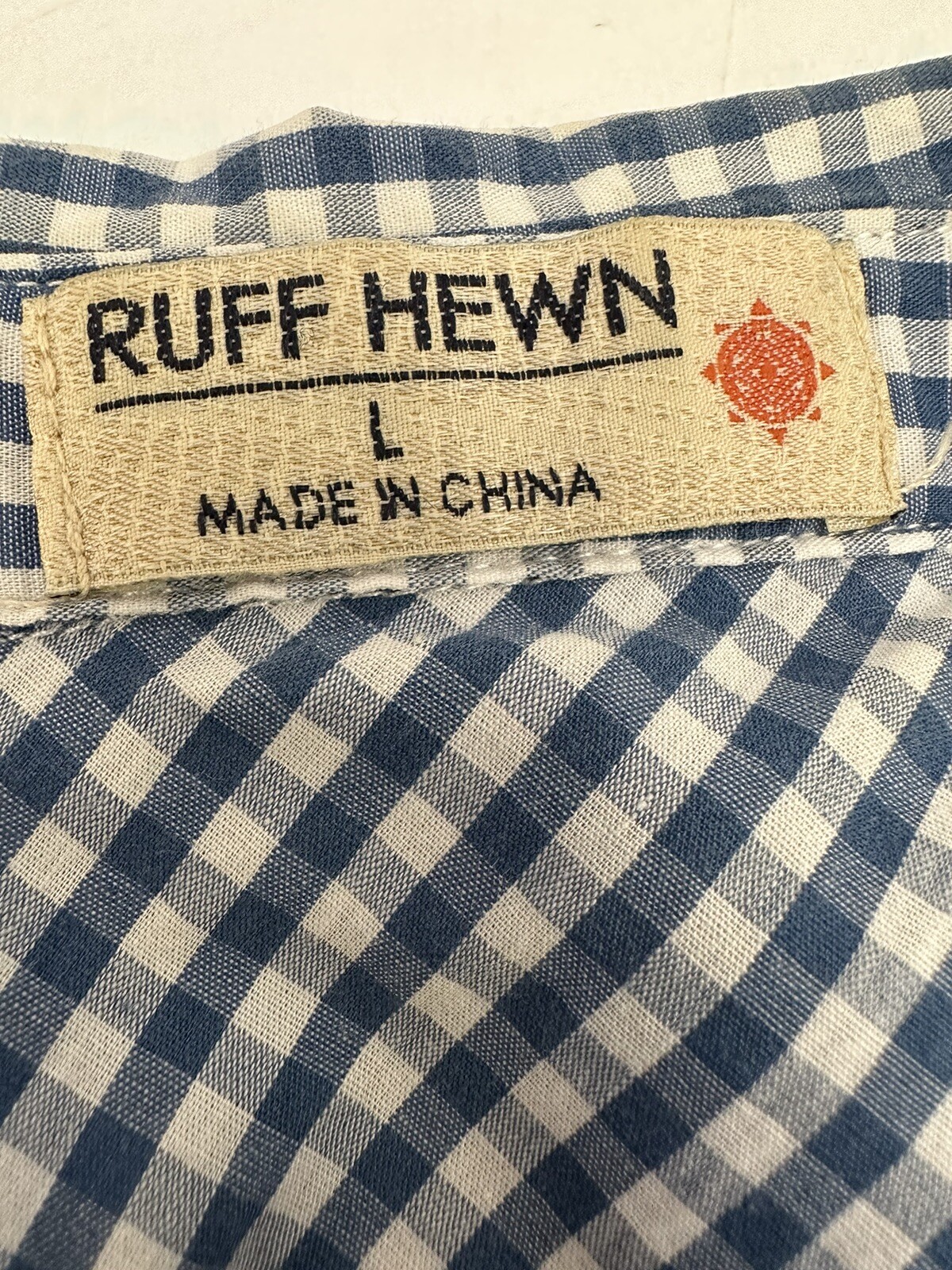 Vintage Ruff Hewn Blue, White Gingham Button Down Shi… - Gem